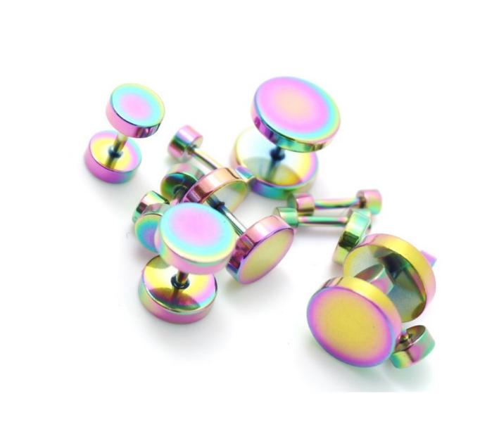 Fake Ear Plugs Rainbow - Stainless Steel & Choice of Size! | Wow ...